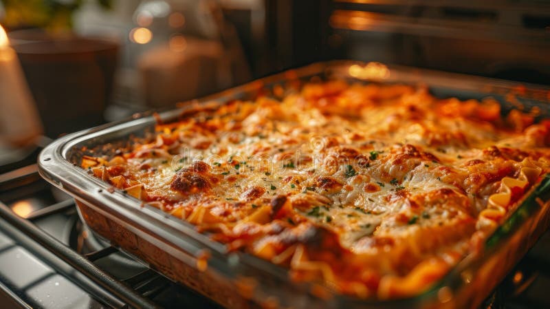 Freshly Baked Lasagna Melted Cheese Glass Dish Stock Photos - Free ...