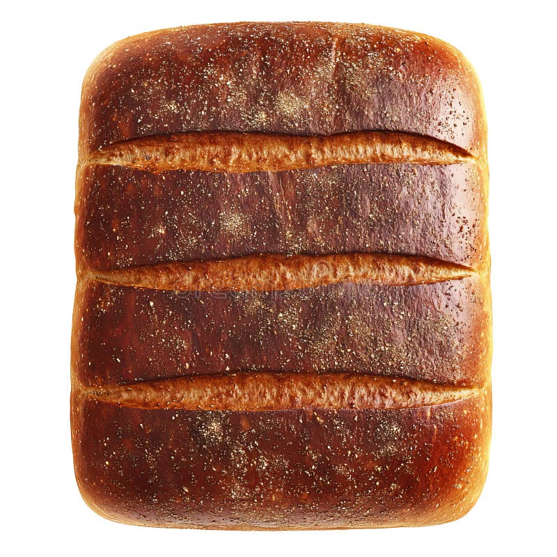 Freshly Baked Loaf of Rye Bread with Seeds, Isolated on White. Artisan ...