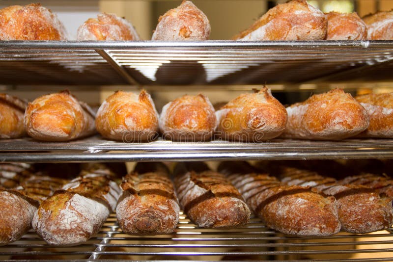 Freshly Baked Loaves of Bread on a Market Stall Stock Image - Image of ...