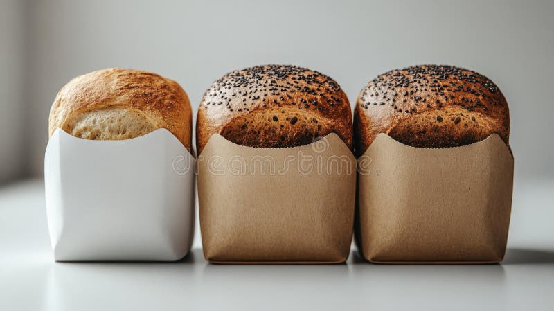 Freshly Baked Loaves of Bread in Paper Packaging Generative AI Stock ...