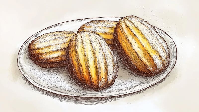 Freshly Baked Pastries Dusting Powdered Sugar Perfect Breakfast Dessert ...