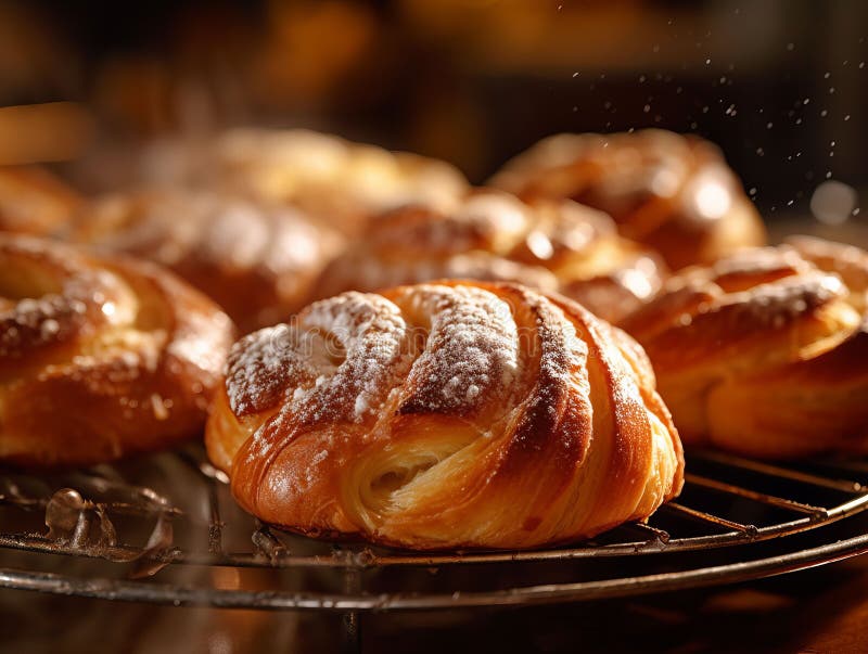 Freshly-baked Puff Pastry Resting on a Cooling Rack. AI-generated Stock ...