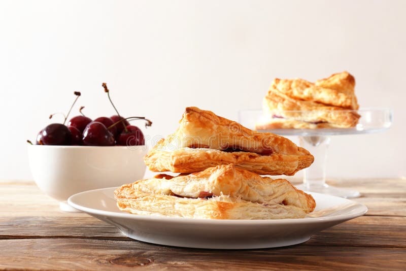Puff pastry triangles stock image. Image of background - 102614219
