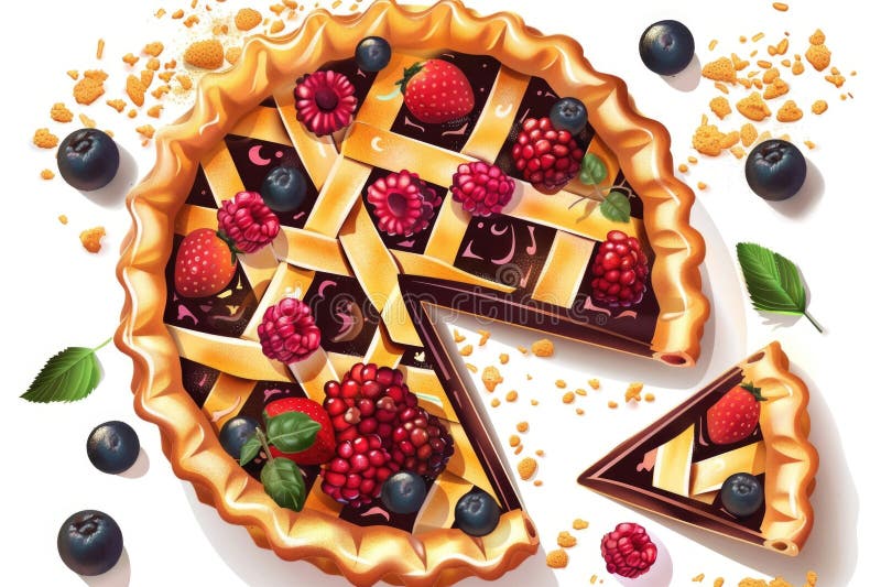 A Freshly Baked Raspberry Pie with a Slice Taken Out, Perfect for ...