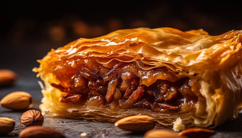 Freshly Baked Rustic Pecan Strudel, Ready To Eat Generated by AI Stock ...