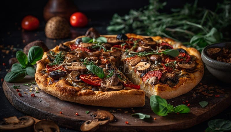 Freshly Baked Rustic Pizza with Mozzarella, Tomato, and Italian Herbs ...