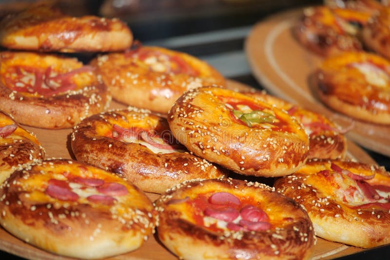 Freshly Baked Savory Pastries from a Local Bakery in the Morning Stock ...