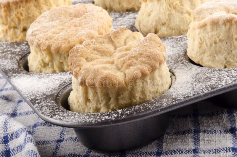 Freshly Baked Scone in a Baking Tin Stock Photo - Image of scone ...