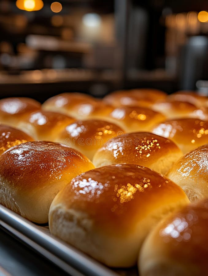 Freshly Baked Shiny Buns Baking Tray Stock Photos - Free & Royalty-Free ...