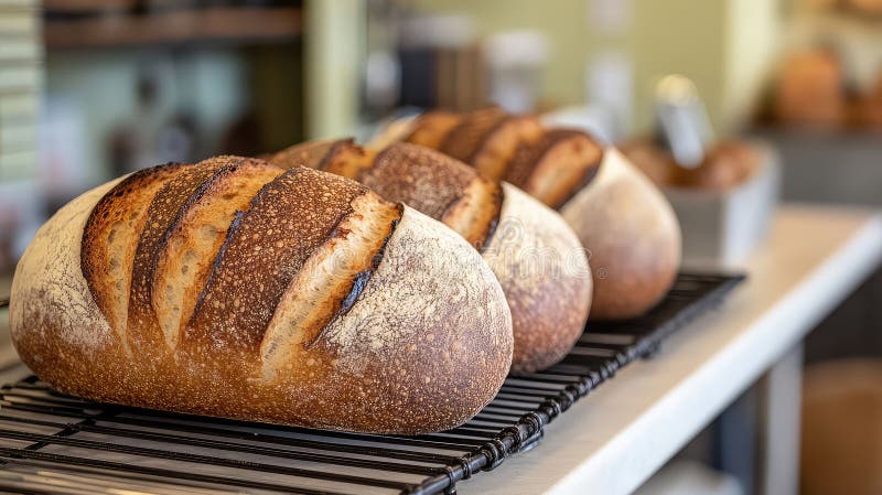Freshly Baked Sourdough Bread with Crunchy Crust and Tender Interior ...