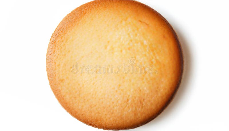 Freshly Baked Sponge Cake Isolated on White, Top View Stock Photo ...