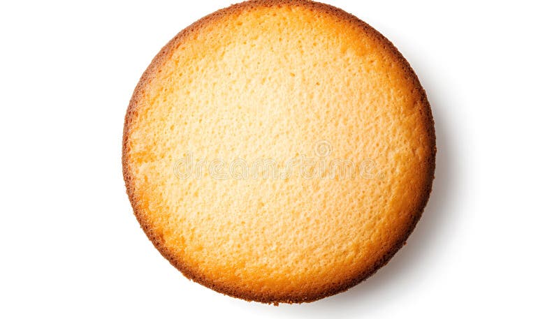 Freshly Baked Sponge Cake Isolated on White, Top View Stock Image ...