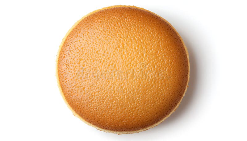 Freshly Baked Sponge Cake Isolated on White, Top View Stock Image ...