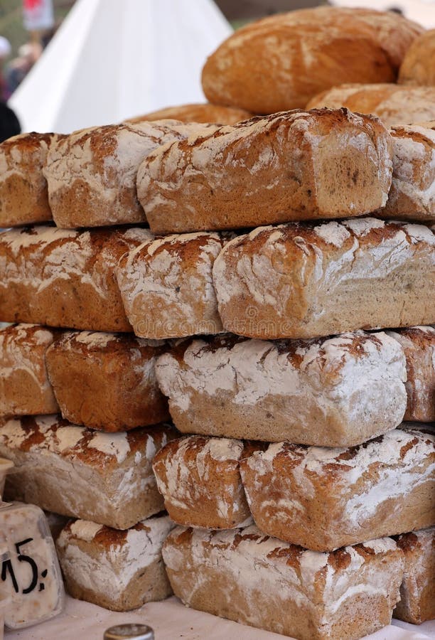 Freshly Baked Traditional Bread at a Street Stall. Stock Image - Image ...