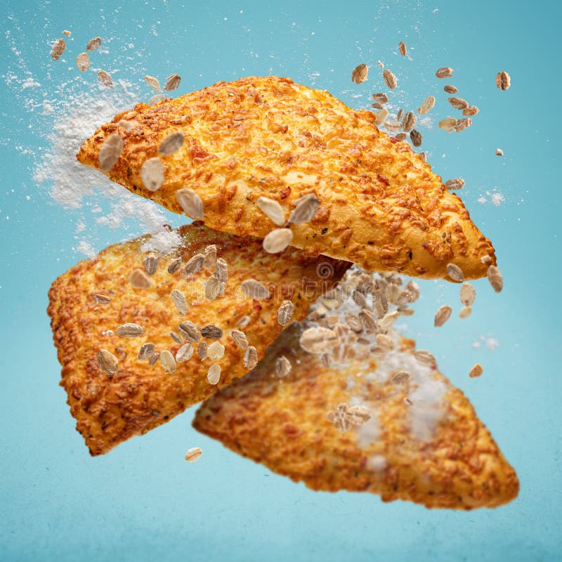 Freshly Baked Triangles with Cheese Stock Image - Image of food, snack ...