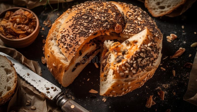 Freshly Baked Whole Wheat Bread, Crunchy and Rustic, Ready To Eat ...