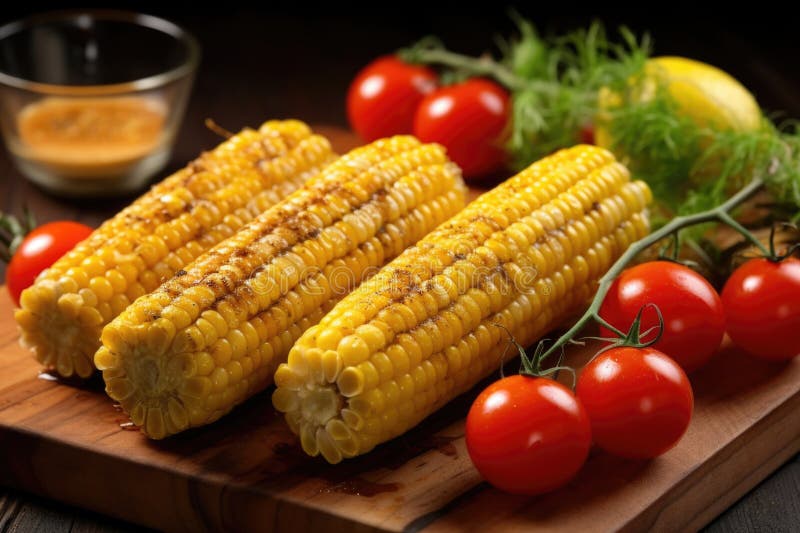 Freshly Bbqd Sweet Corn with a Shiny Butter Glaze Stock Photo - Image ...