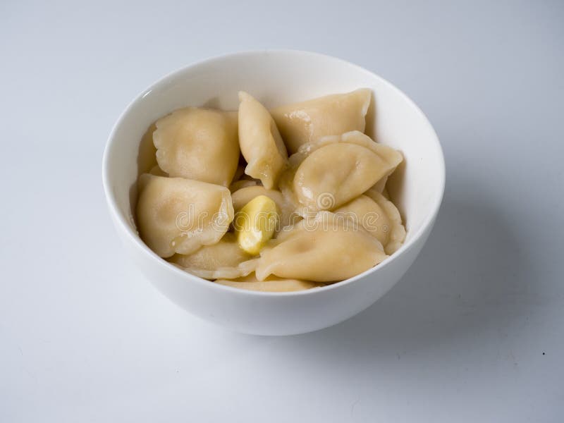 Freshly Boiled Dumplings in a White Bowl Stock Photo - Image of folk ...