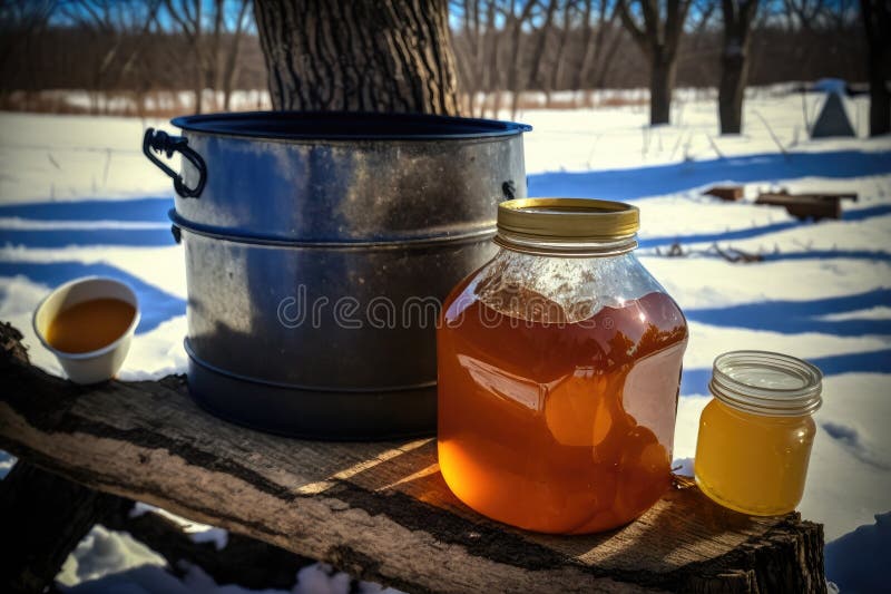 Freshly Boiled Maple Sap, Ready for Sampling and Tasting Stock ...