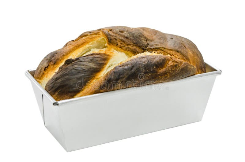 Freshly Bread in a Baking Tin Stock Photo - Image of grain, metal: 49184236