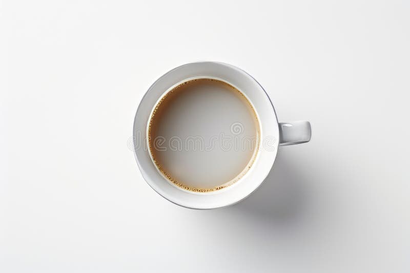 Freshly Brewed Aromatic Coffee in a Ceramic Mug, Top View, Isolated on ...