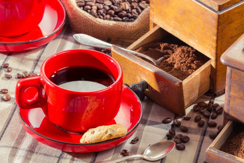 Freshly Brewed Coffee Served in a Red Cup Stock Image - Image of coffee ...