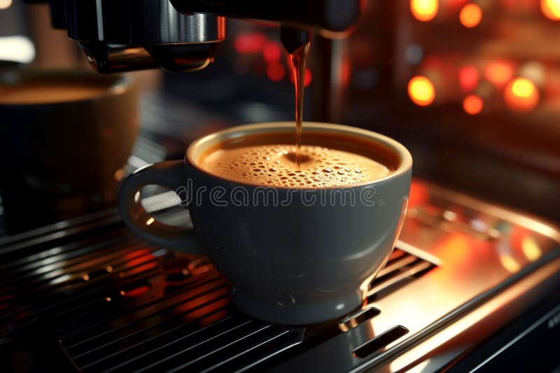 Freshly Brewed Coffee Dripping into a White Cup from a Professional ...