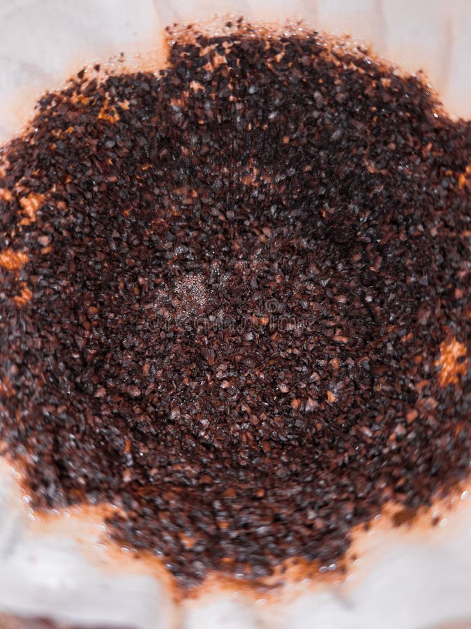 Freshly Brewed Coffee Grounds Resting in Filter Paper Copy Space Stock ...