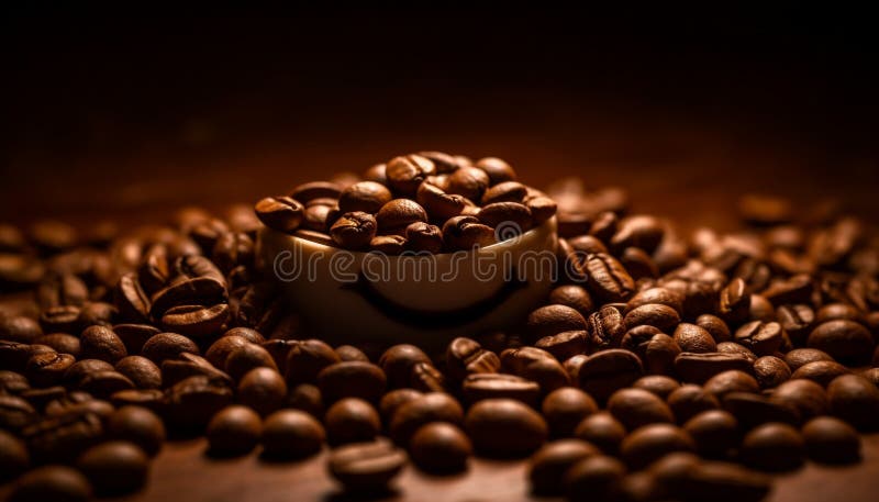 Freshly Brewed Coffee in a Wooden Cup Generated by AI Stock ...