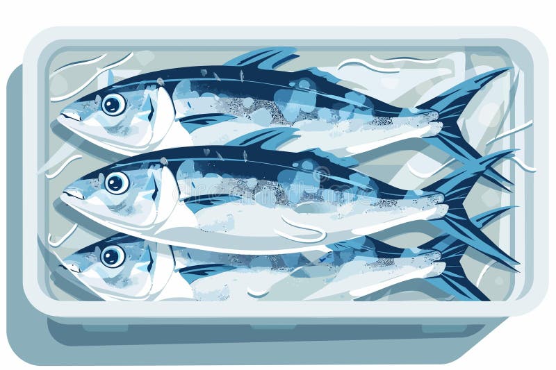 Freshly Caught Fish Packed in Plastic Crates Isolated Illustration ...