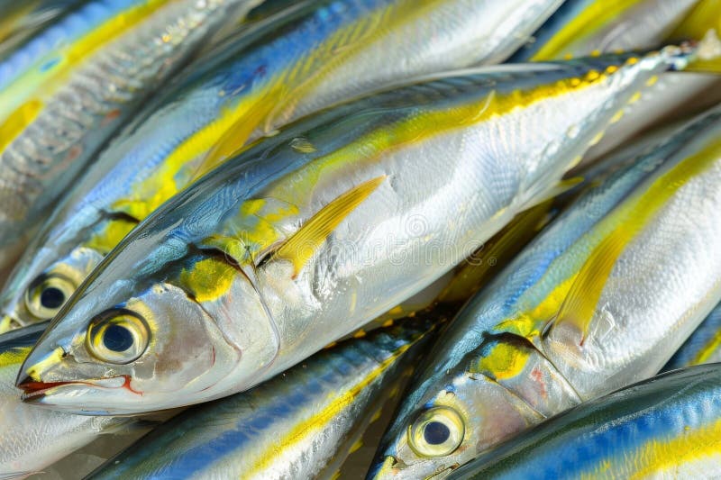 Freshly Caught Yellowstripe Scad a Close-Up View of a Stack of Whole ...