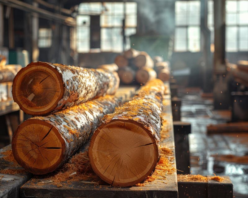 Freshly Chopped Logs at the Sawmill Timber Processing, Lumber Industry ...