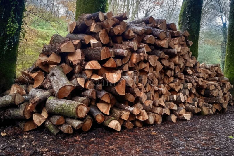 Freshly Chopped Logs Stacked in a Neat Pile Stock Illustration ...