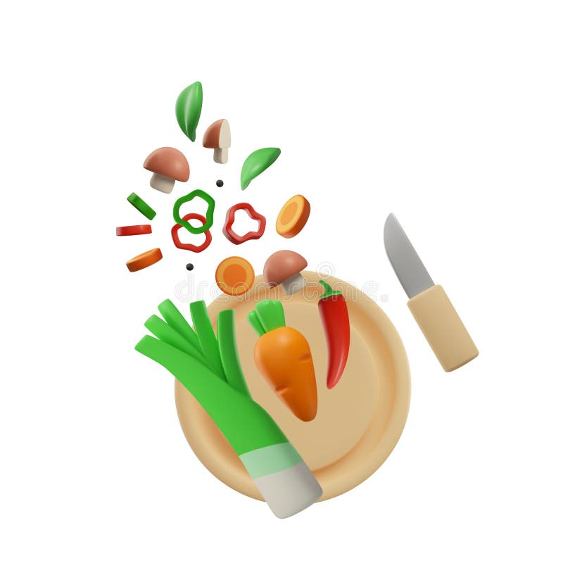 Chopped Vegetables on Board Vector Illustration Stock Illustration ...