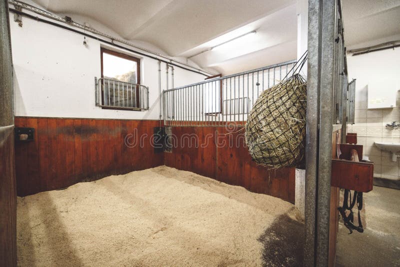 Freshly Cleaned and Empty Stable at the Ranch Stock Photo - Image of ...