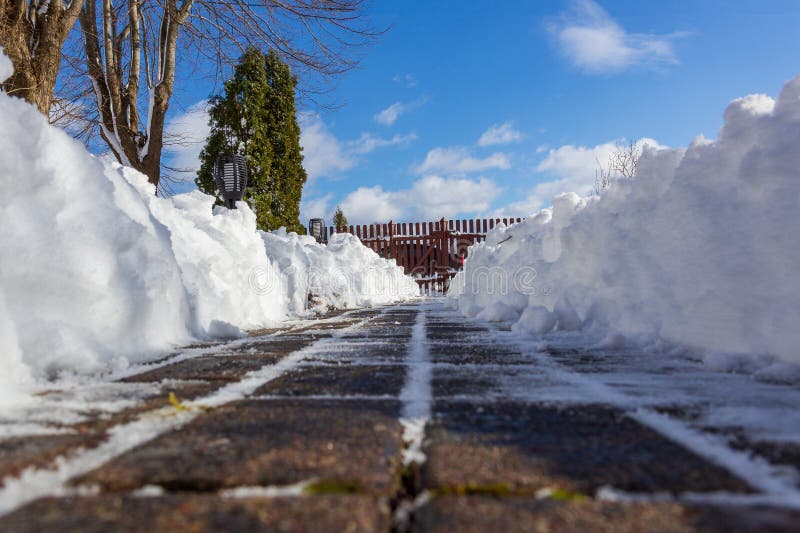 A freshly cleared path stock image. Image of house, shoveling - 272710303