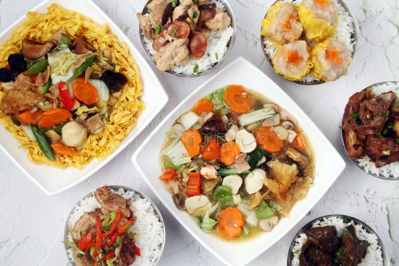 Freshly Cooked Assorted Chinese Food Stock Image - Image of lunch, dish ...
