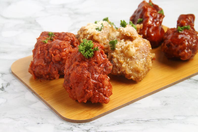 Freshly Cooked Assorted Flavored Chicken Wings Stock Photo - Image of ...