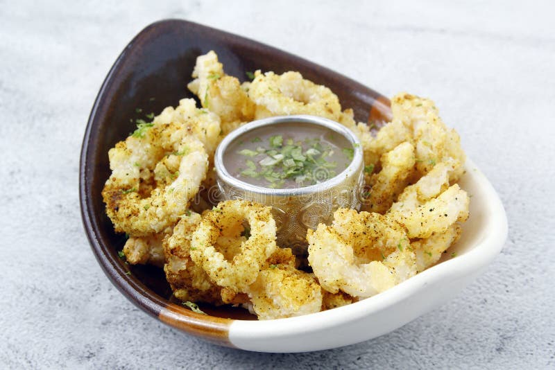 Freshly cooked calamares stock image. Image of meal - 252107715