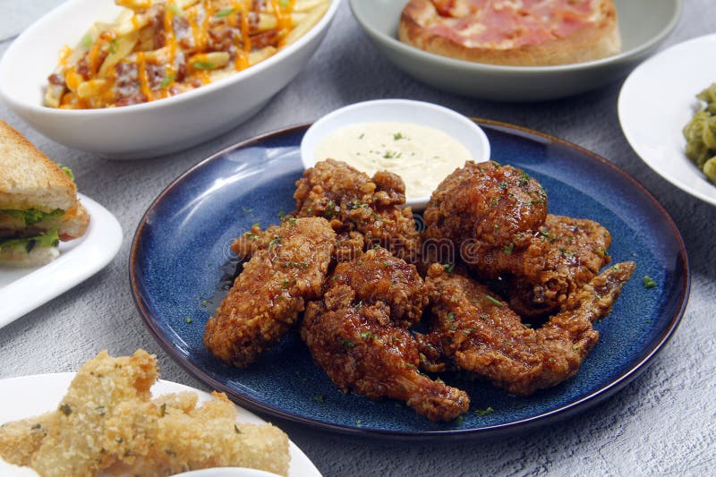 Freshly Cooked Flavored Chicken Wings Stock Photo - Image of menu ...