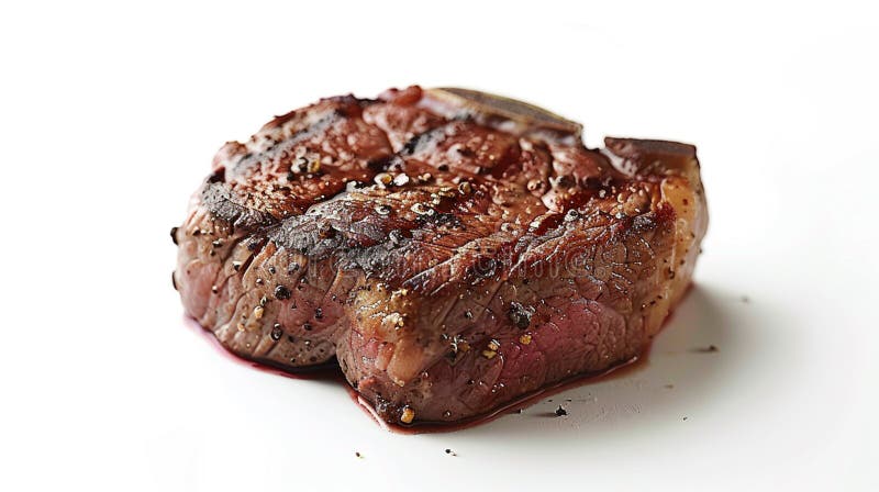 Freshly Cooked Fragrant Steak on a White Background Stock Illustration ...