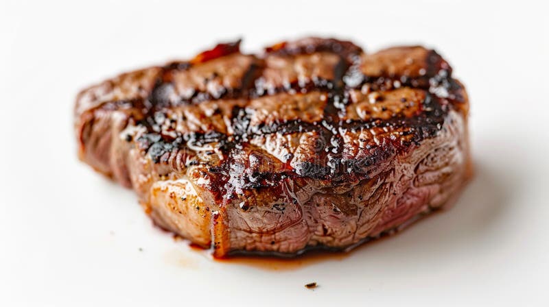 Freshly Cooked Fragrant Steak on a White Background Stock Illustration ...