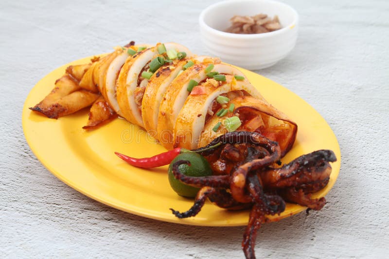 Freshly Cooked Grilled Cuttlefish Stock Photo - Image of cuttlefish ...