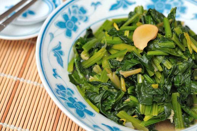 Freshly Cooked Leafy Vegetables Stock Photo - Image of asia, restaurant ...