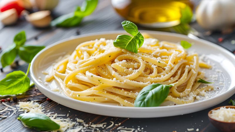 Freshly Cooked Linguine Pasta with Garnishes. this is AI Generative ...