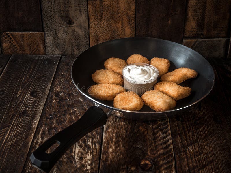 Freshly Cooked Nuggets in a Frying Pan Stock Photo - Image of frying ...