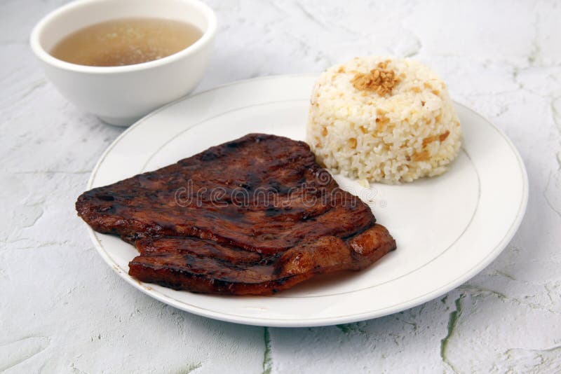 Freshly Cooked Pork Chop and Fried Rice Stock Image - Image of ...
