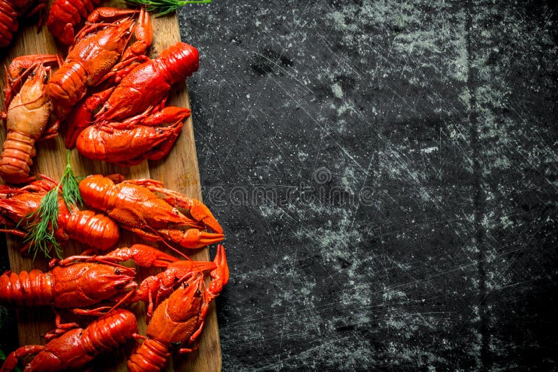 Freshly Cooked Red Crayfish on a Cutting Board Stock Photo - Image of ...