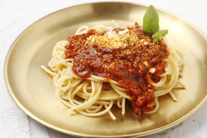 Freshly Cooked Spaghetti Pasta Stock Photo - Image of pesto, meat ...