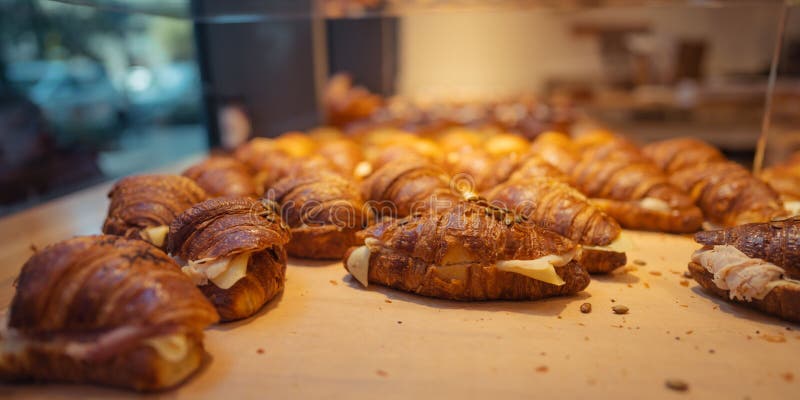 Freshly Cooked Stuffed Croissants in the Kitchen Stock Image - Image of ...